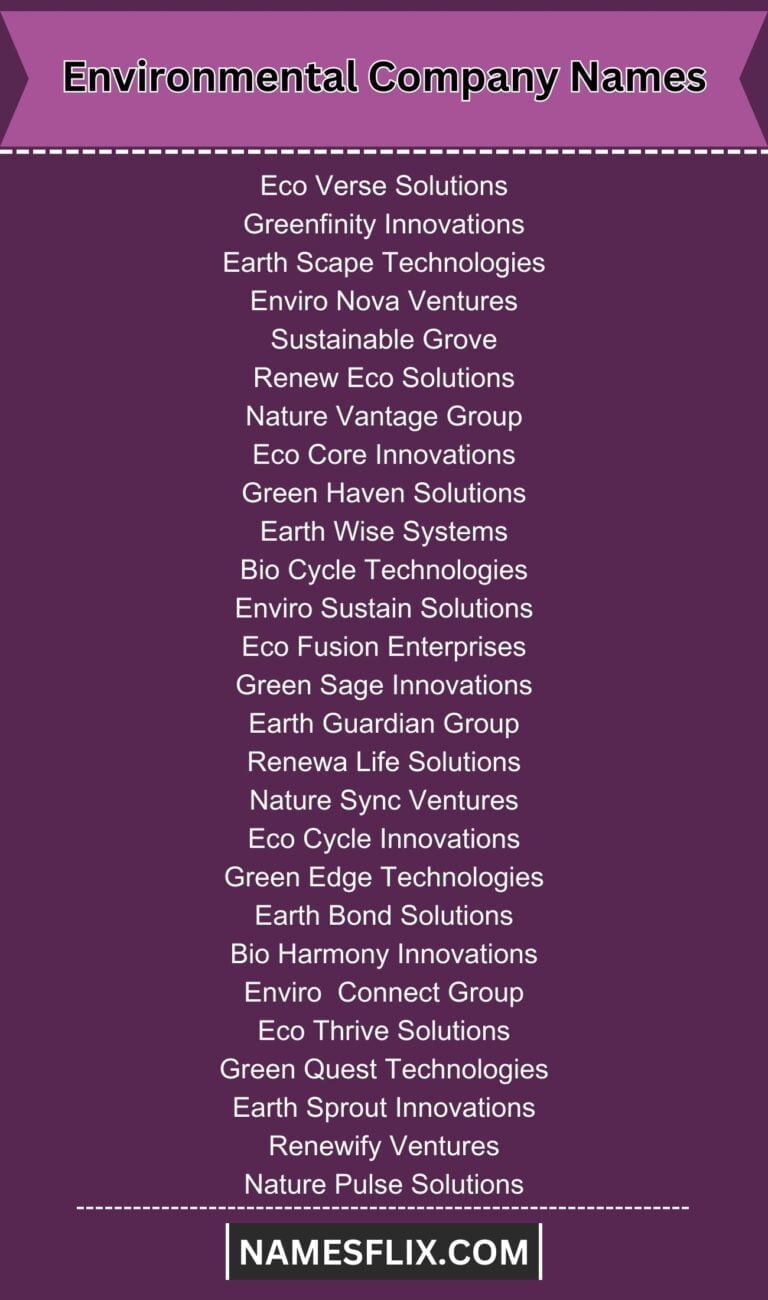 800+ Environmental Company Names for Earth-Wise Pioneers
