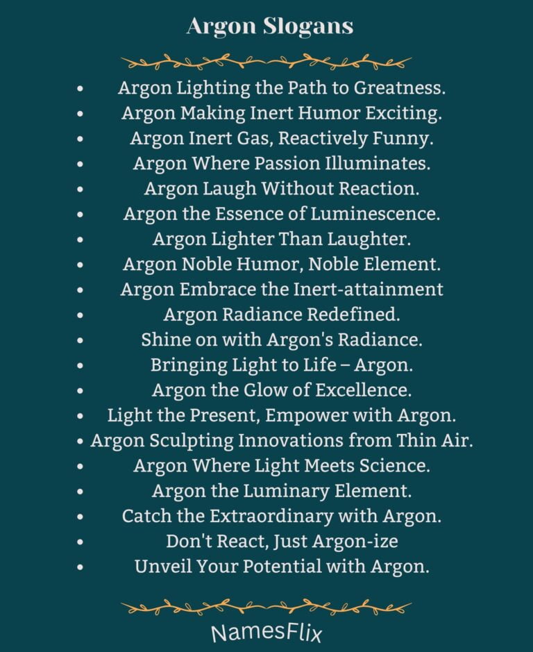 525+ Best Argon Slogans to Unveil the Power of Element