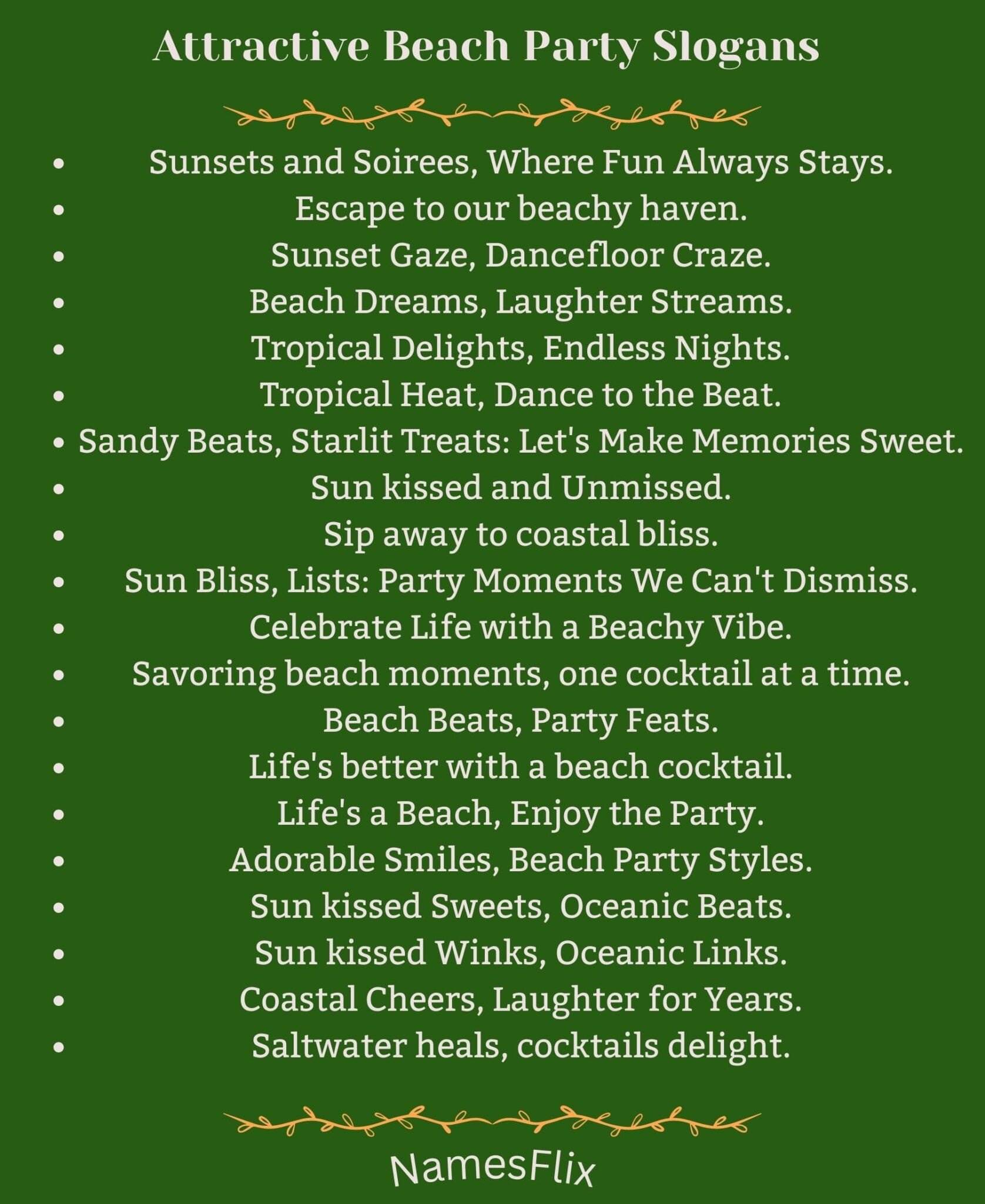 580+ Beach Party Slogans to Set the Sun Kissed Vibe