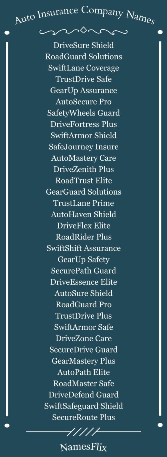800+ Best Auto Insurance Company Names for Road Safety