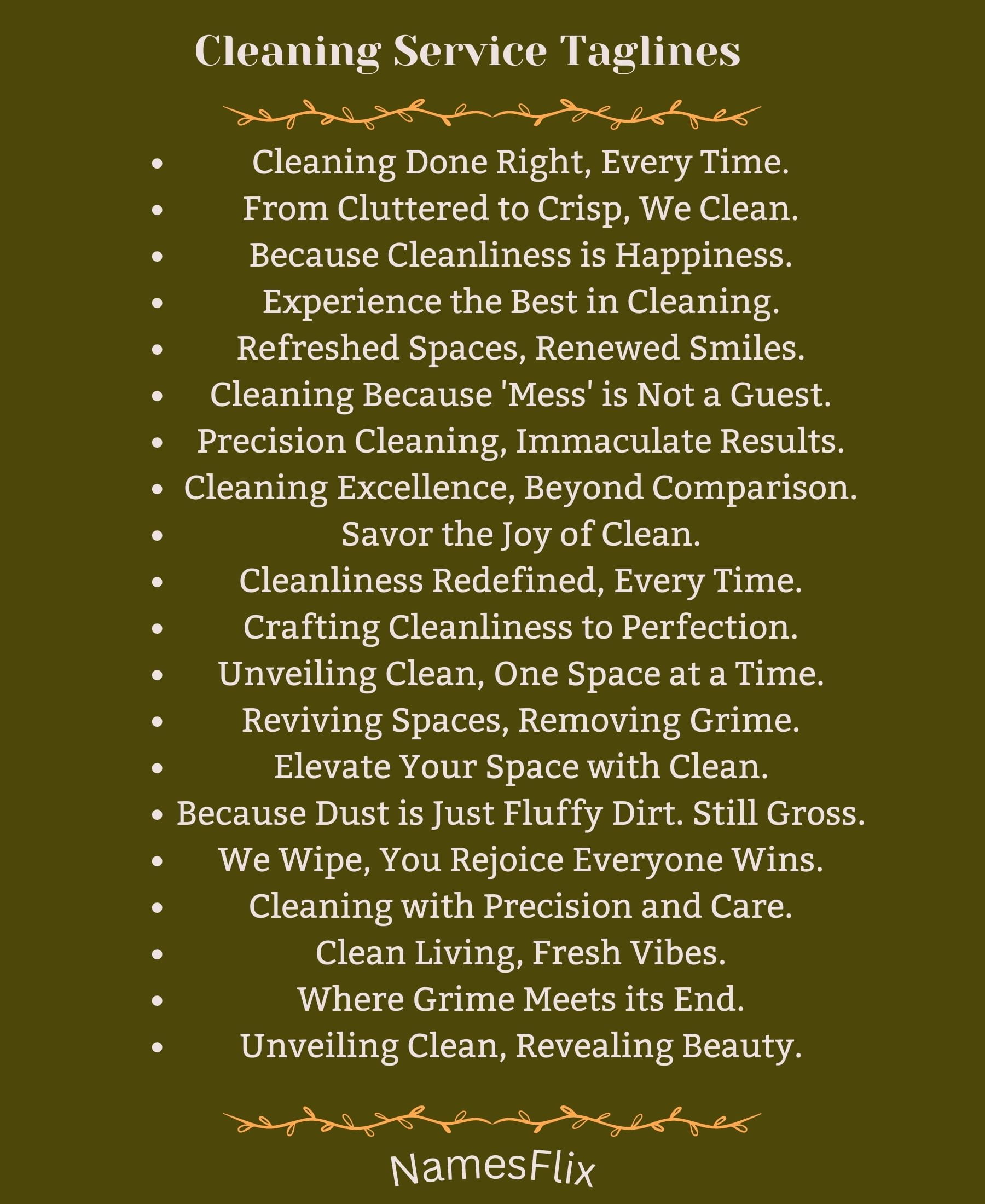 660+ Cool Cleaning Service Slogans & Taglines