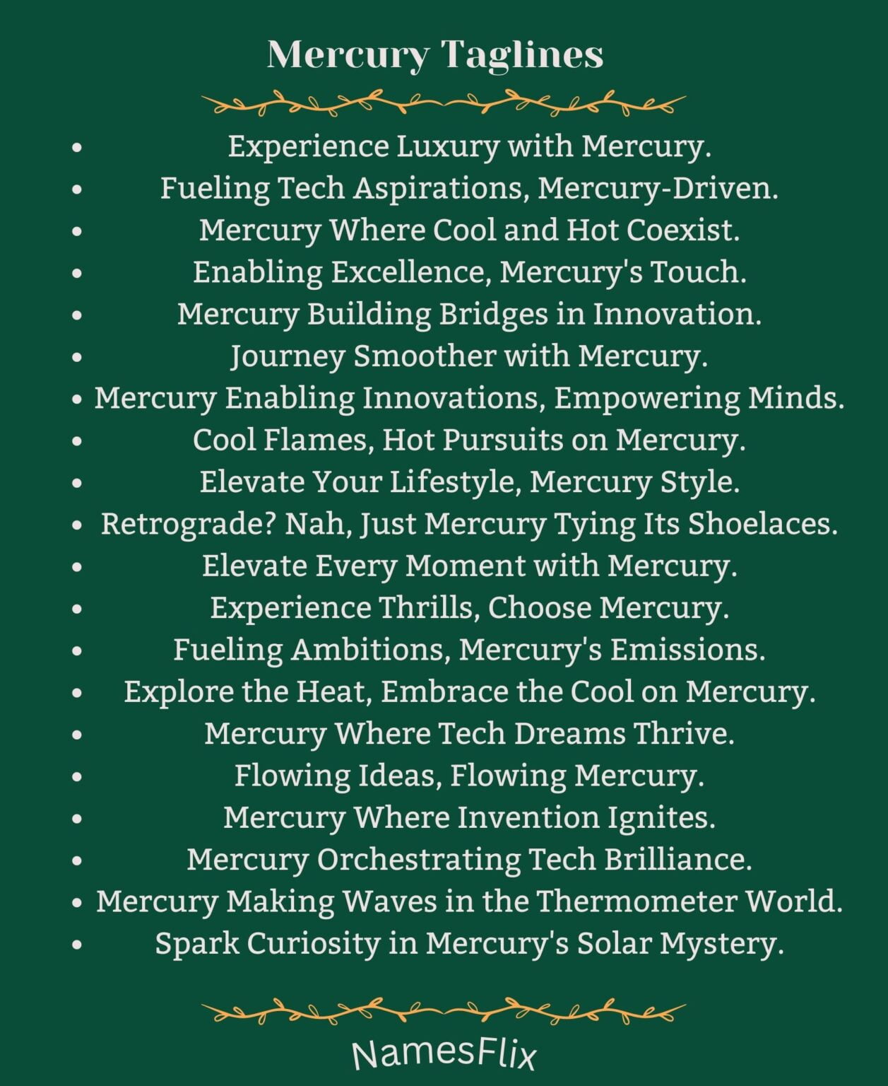 505+ Creative Mercury Slogans, Taglines and Phrases