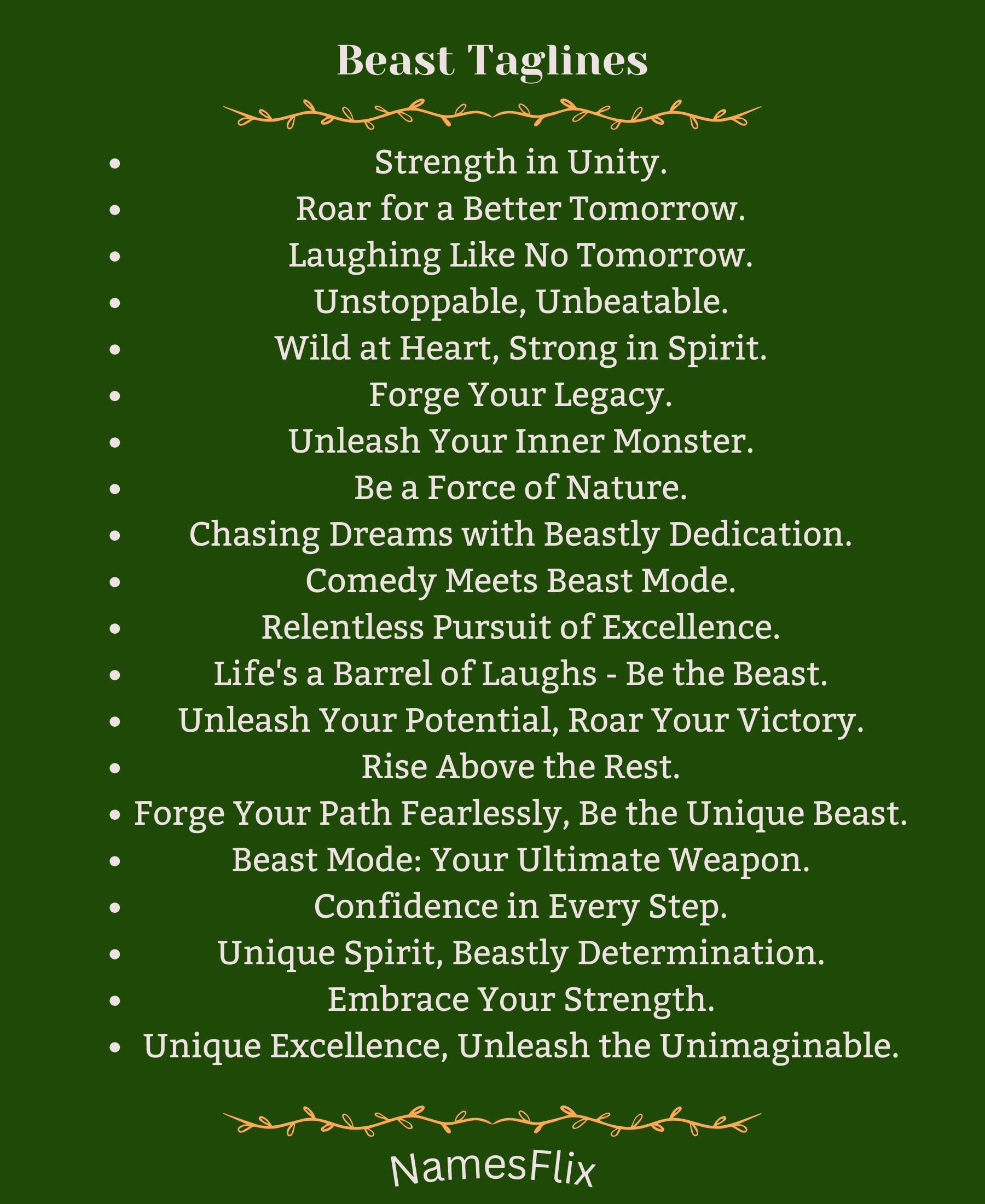 580+ Unique Beast Slogans Ideas to Rise with Power