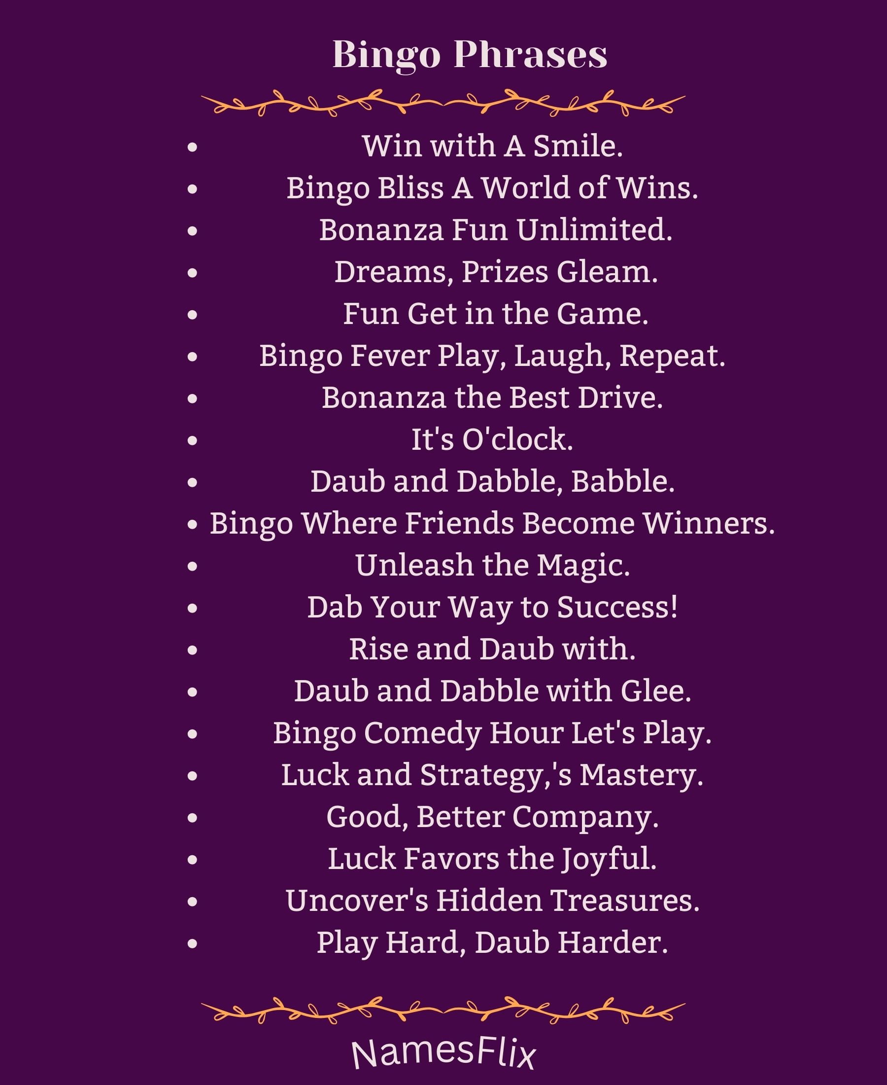 620+ Catchy Bingo Slogans, Sayings and Taglines Ideas