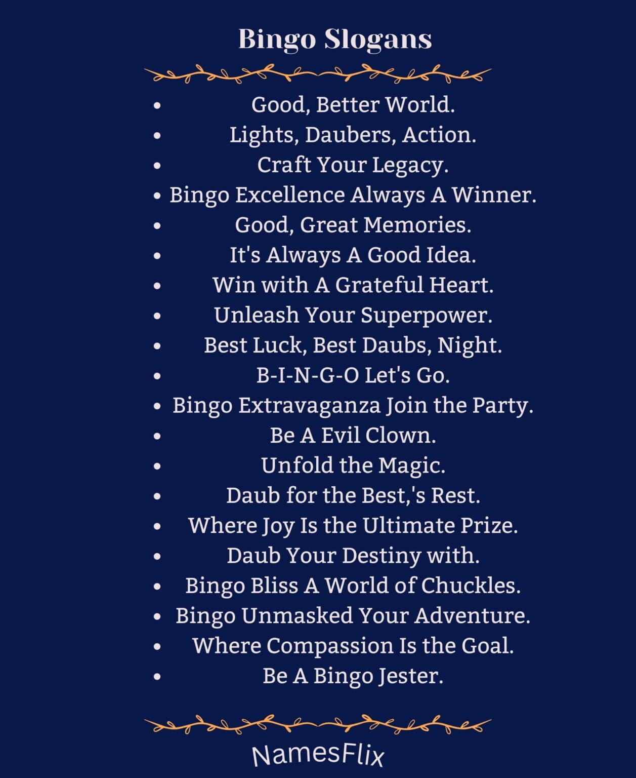 620+ Catchy Bingo Slogans, Sayings and Taglines Ideas