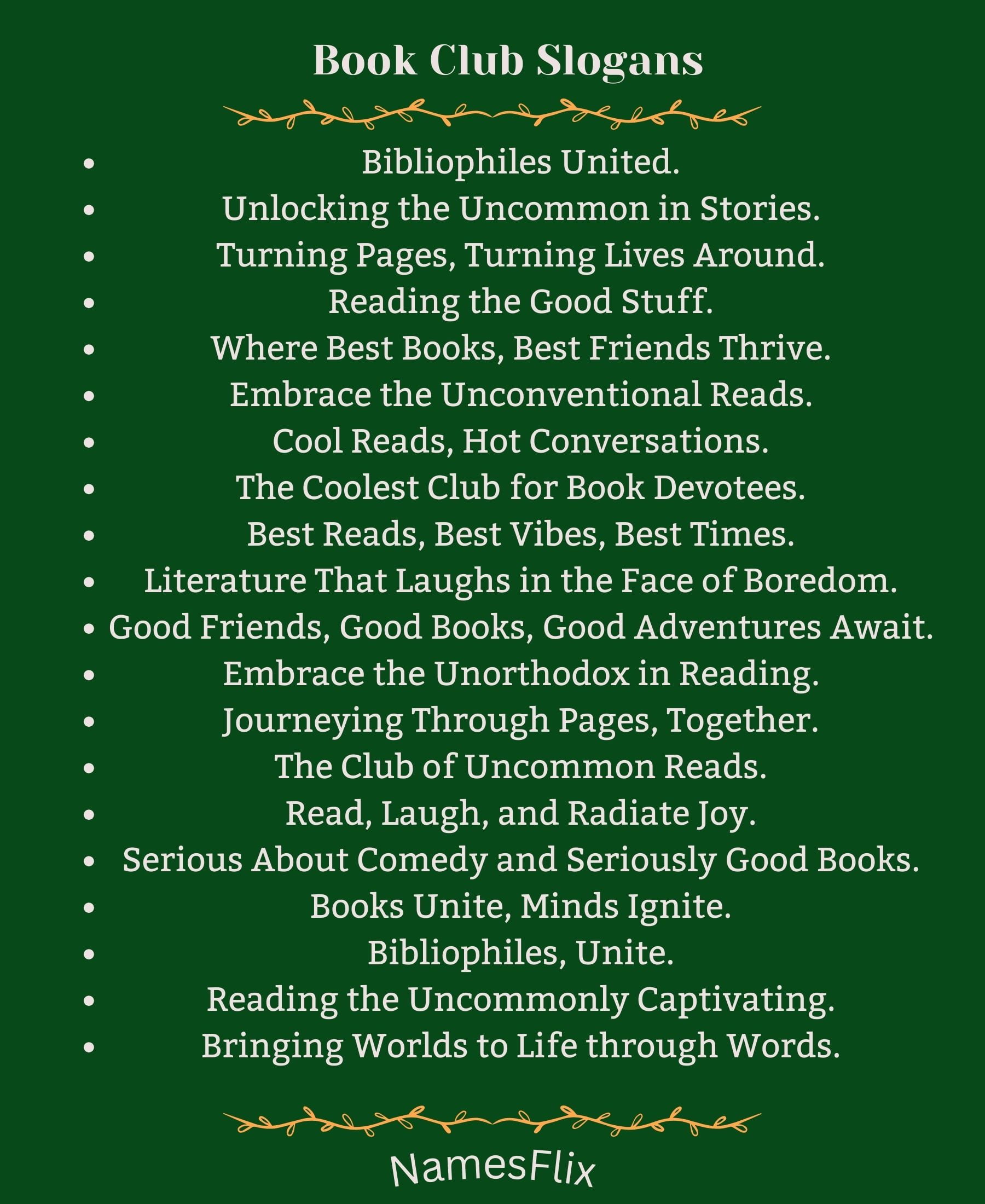 670+ Catchy Book Club Slogans and Taglines Ideas