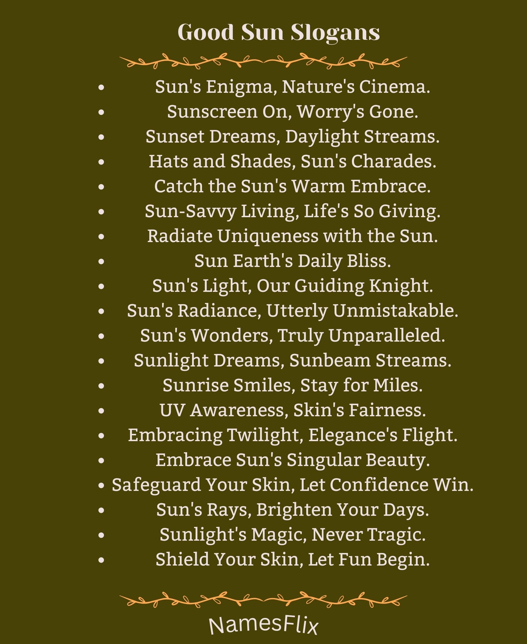 530+ Sun Slogans, Quotes and Phrases Ideas