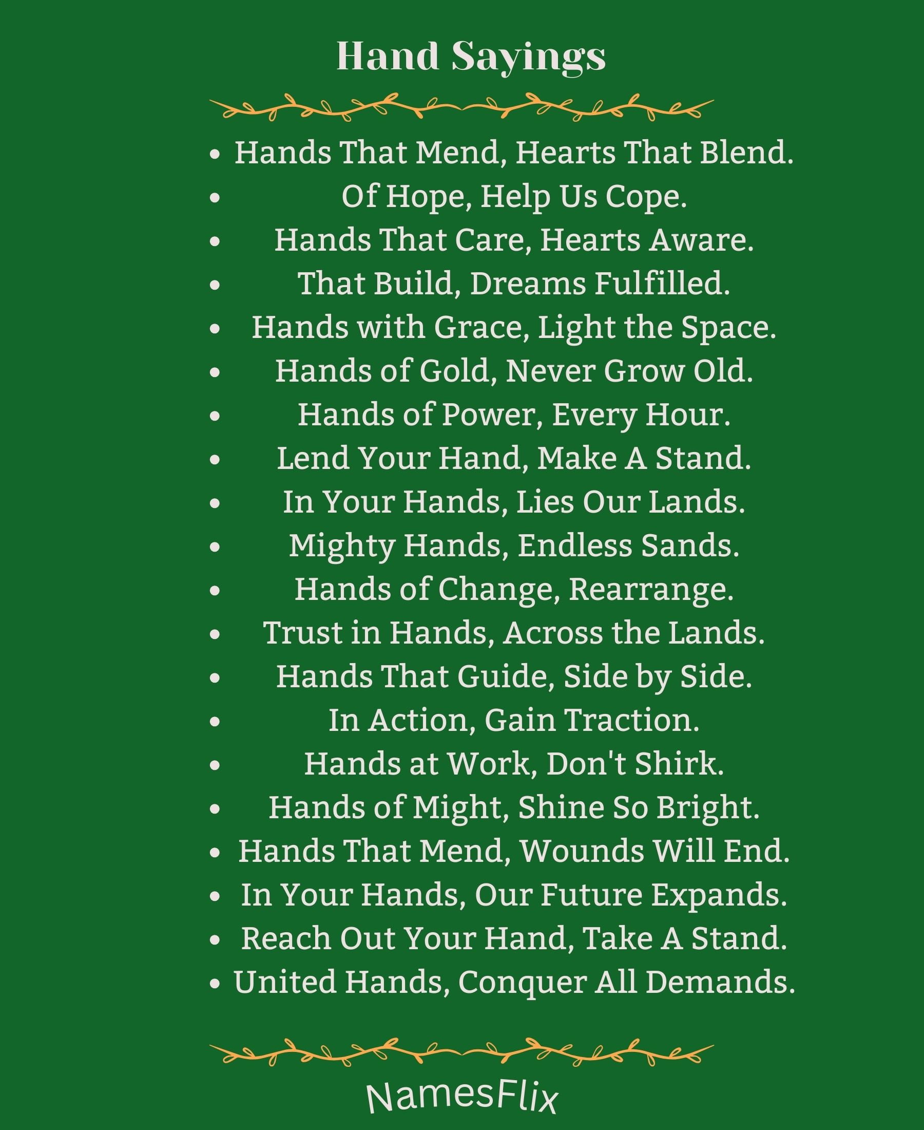630+ Best Hand Slogans, Phrases & Taglines