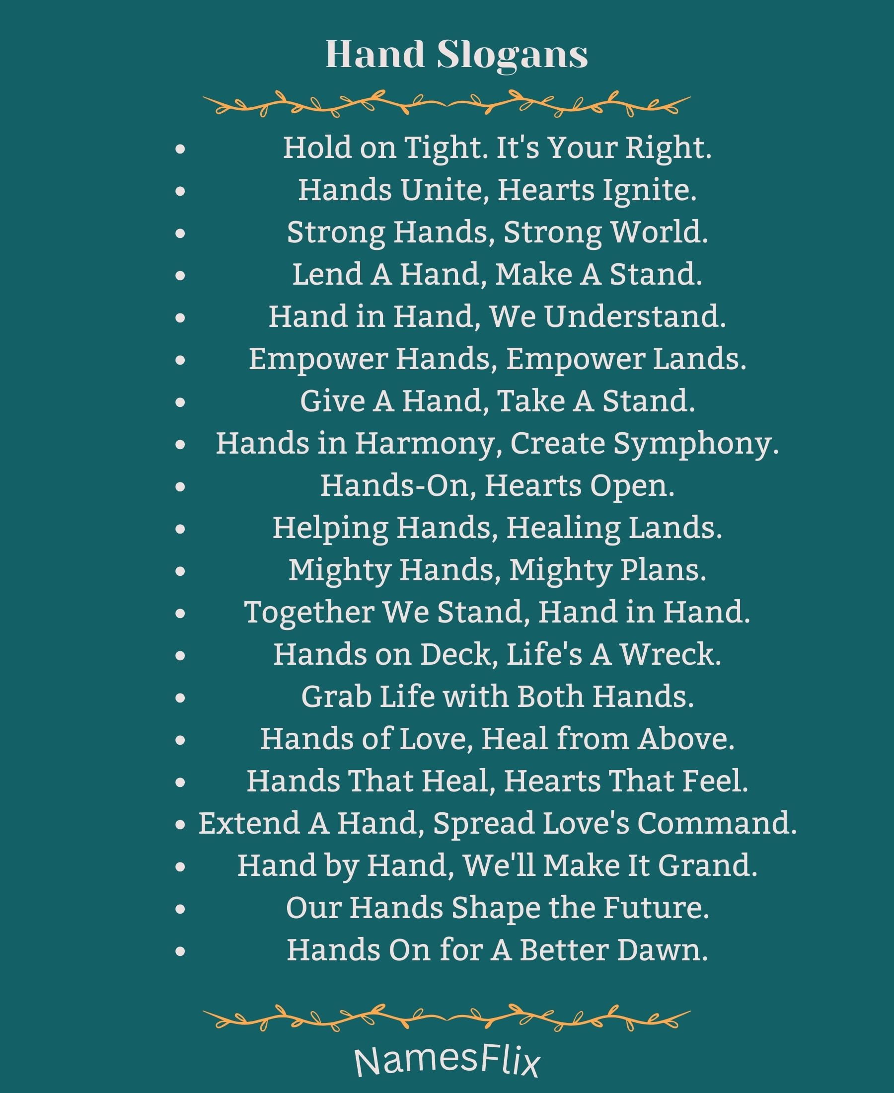 630+ Best Hand Slogans, Phrases & Taglines