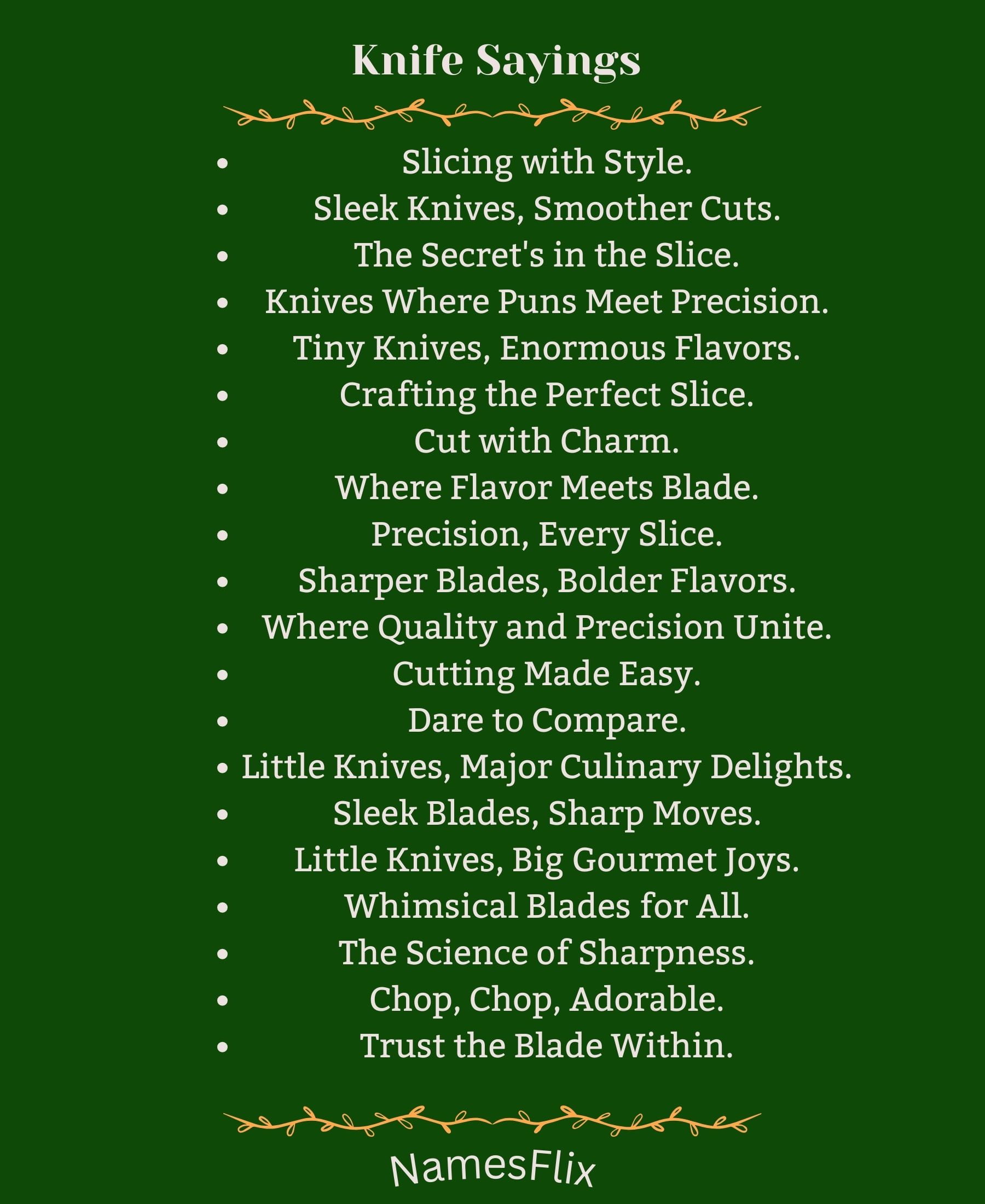 631+ Catchy Knife Slogans , Phrases for Culinary Success