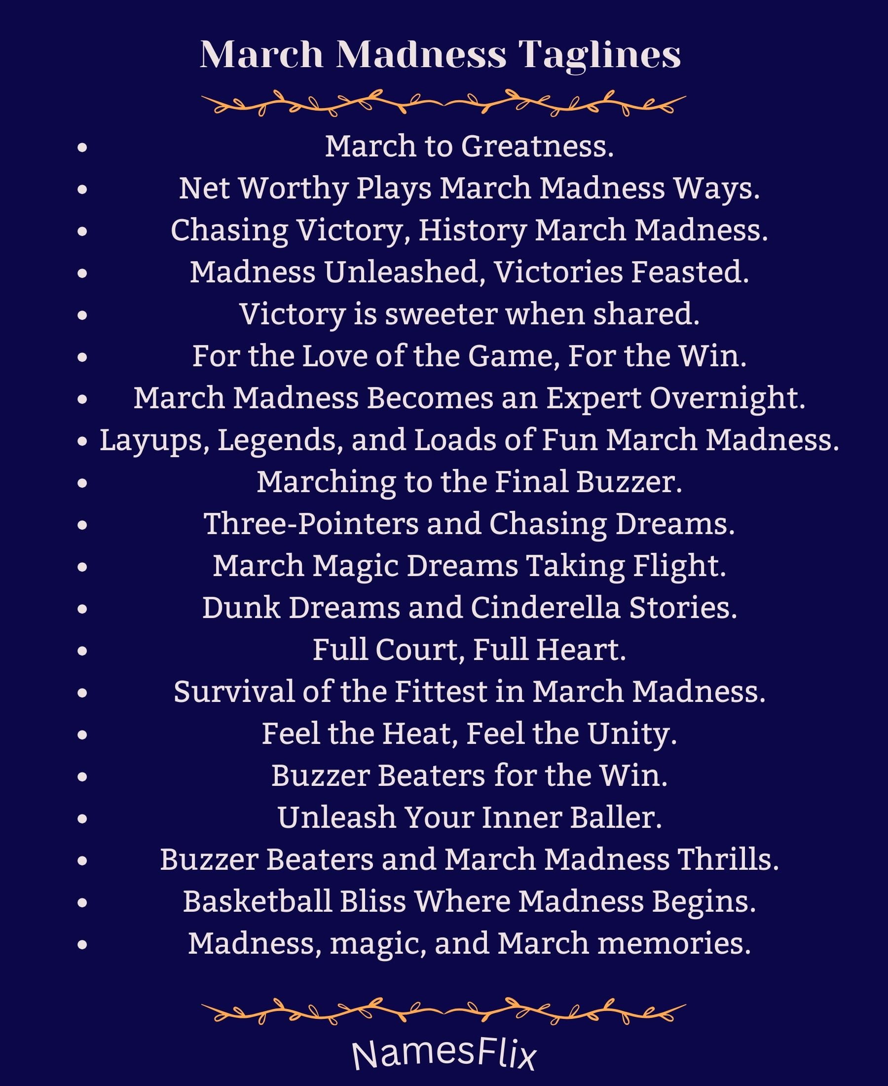 731+ Cool March Madness Slogans and Taglines