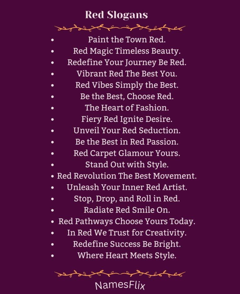 650+Red Slogans for the Color of Romance