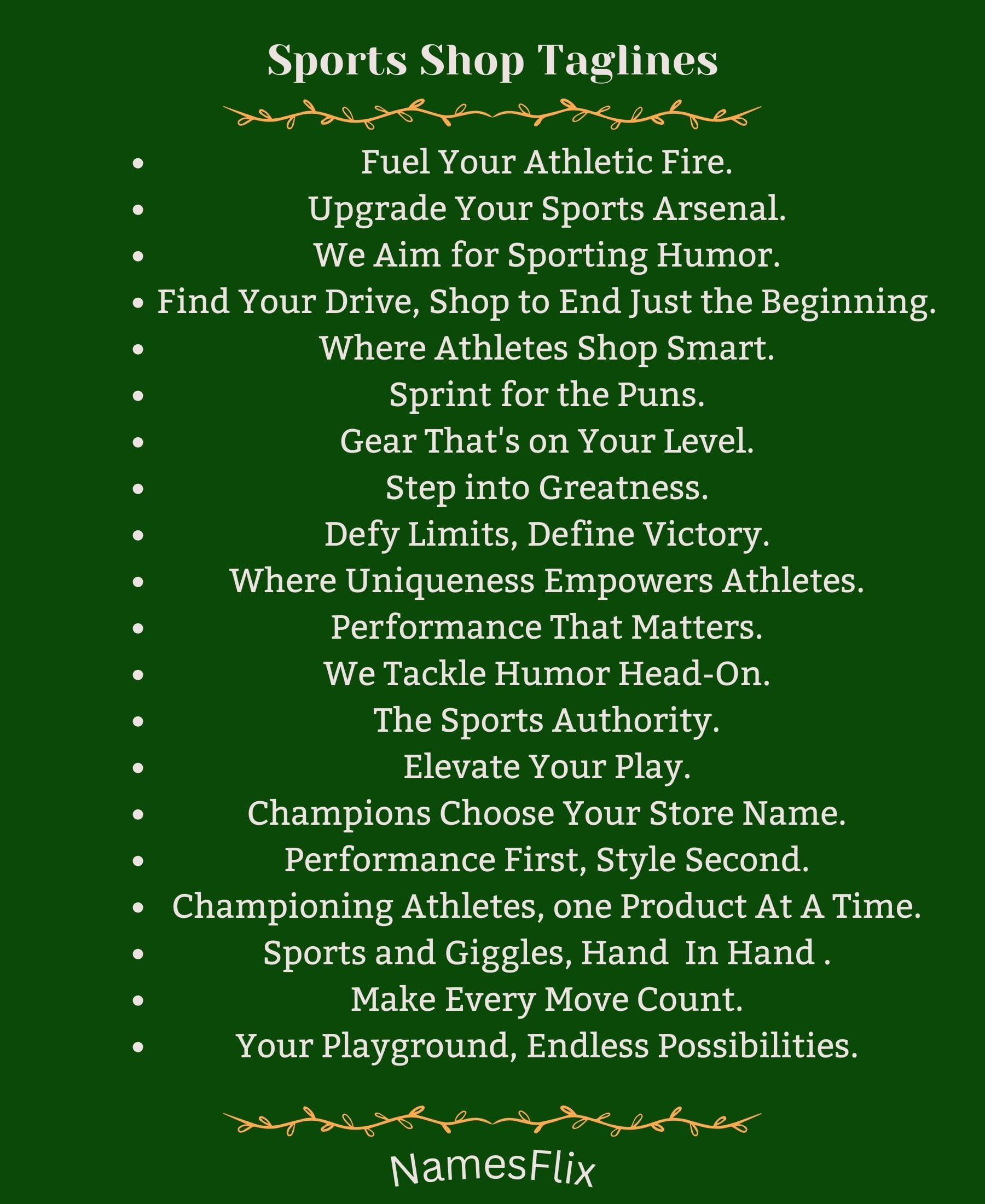 600+ Sport Shop Slogans and Taglines Ideas