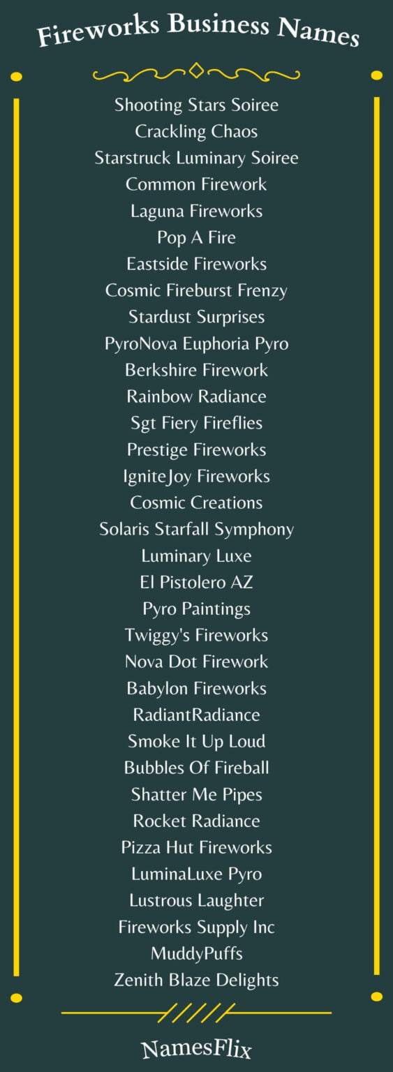 1200+ Fireworks Company Names Ideas That Light Up the Night