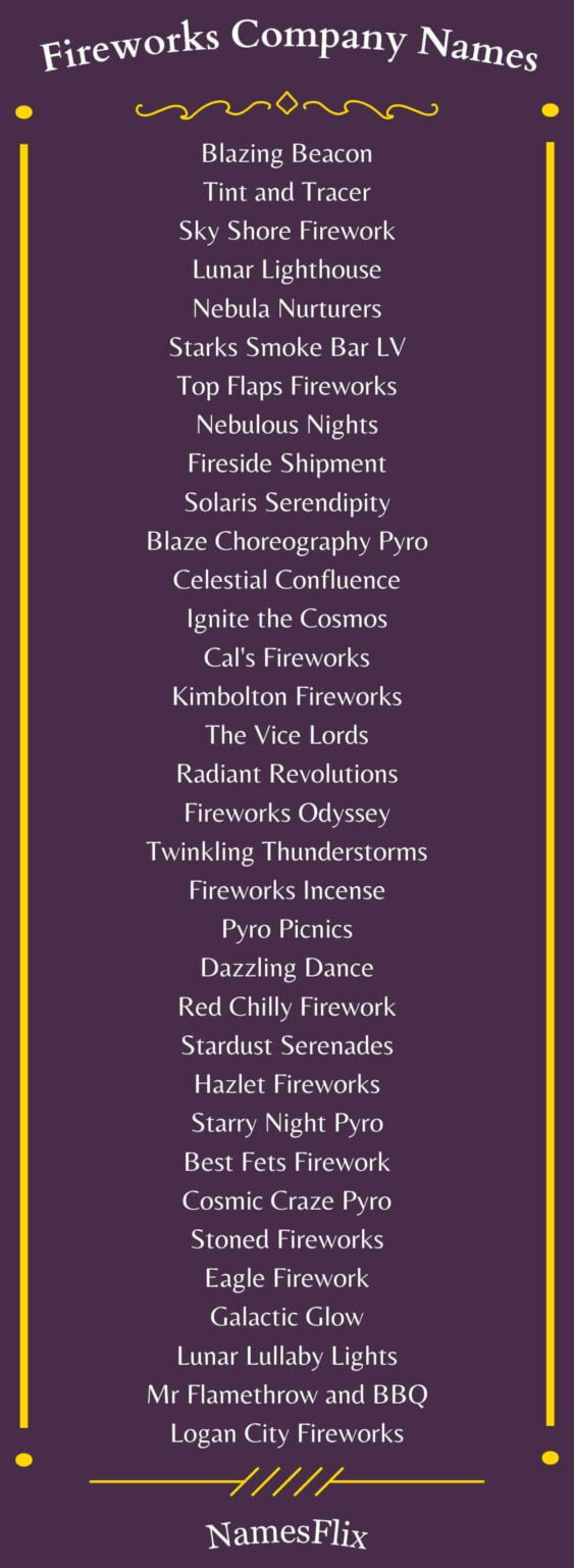 1200+ Fireworks Company Names Ideas That Light Up the Night