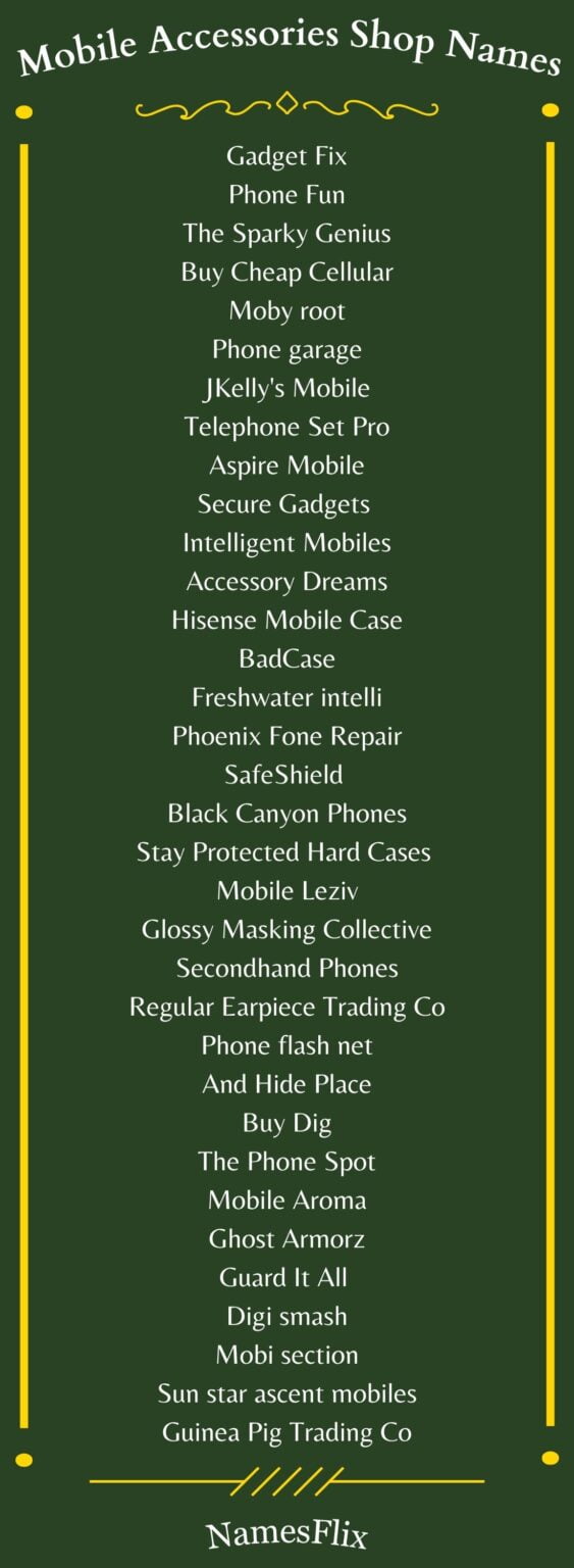 1200+ Mobile Accessories Shop Names Ideas and Suggestions