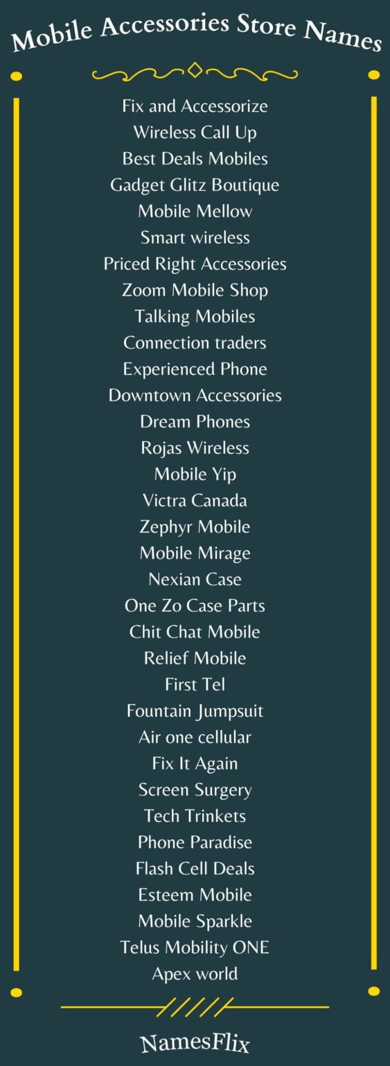 1200+ Mobile Accessories Shop Names Ideas and Suggestions