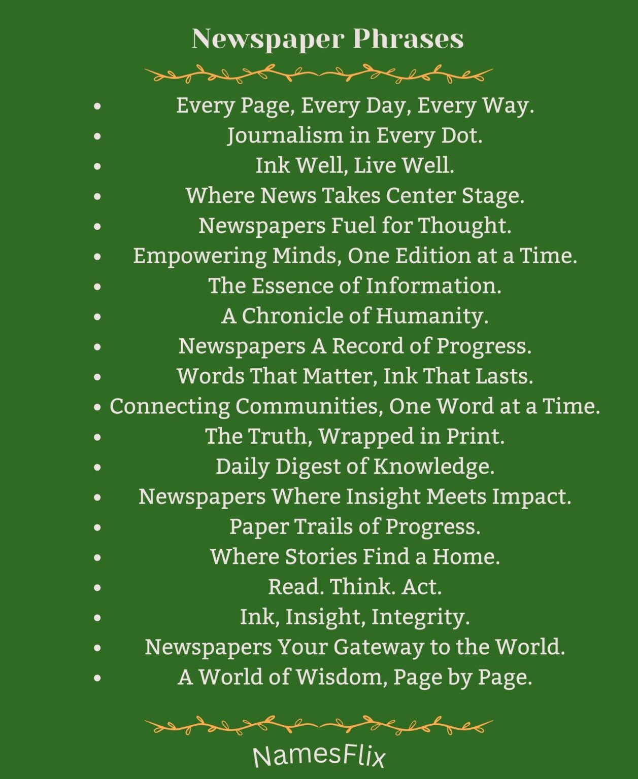 720+ Newspaper Slogans, Phrases and Taglines Ideas