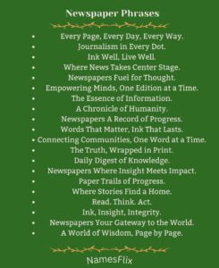 720+ Newspaper Slogans, Phrases and Taglines Ideas