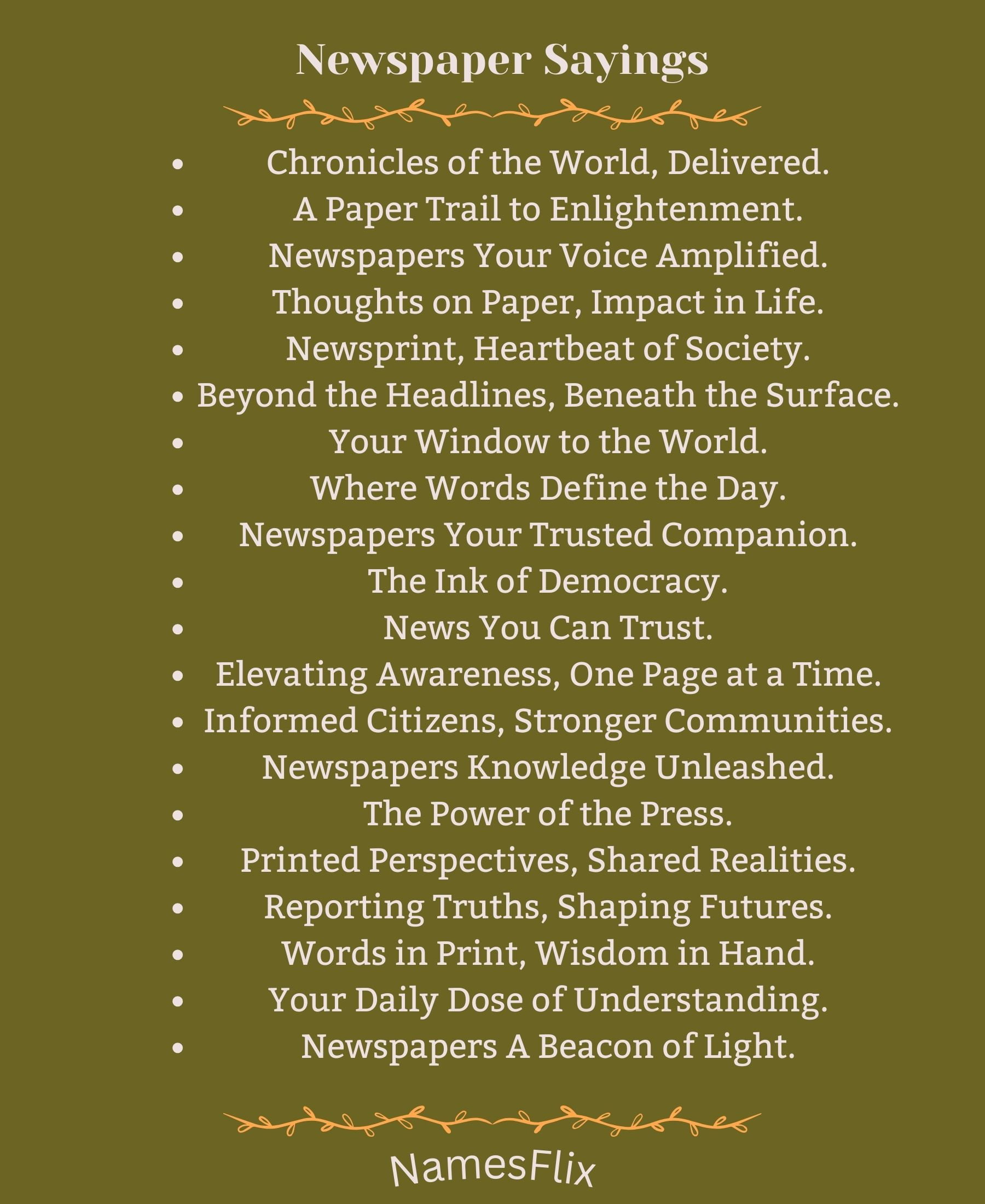 720+ Newspaper Slogans, Phrases and Taglines Ideas