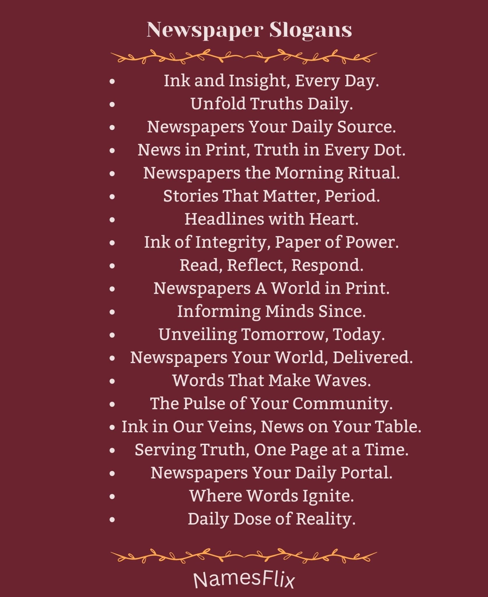 720+ Newspaper Slogans, Phrases and Taglines Ideas