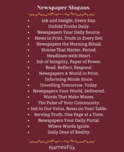 720+ Newspaper Slogans, Phrases and Taglines Ideas