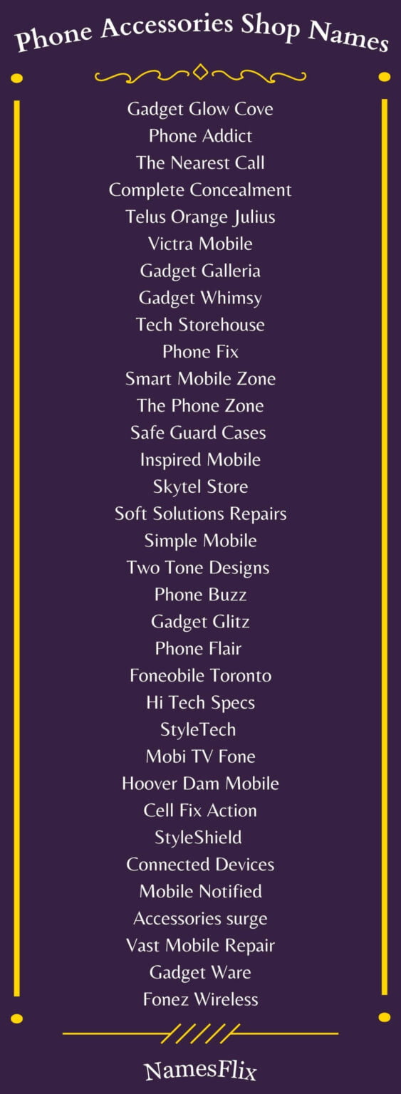 1200+ Mobile Accessories Shop Names Ideas and Suggestions