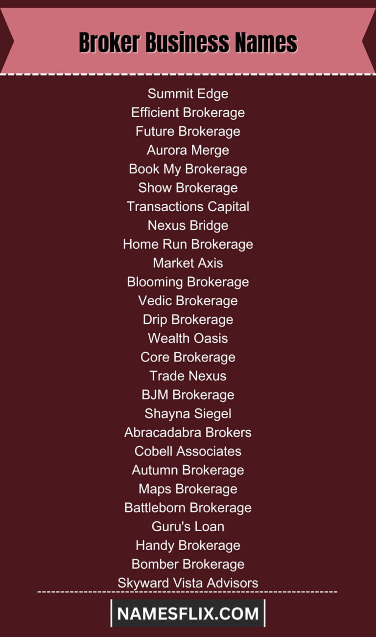 1300+ Cool Brokerage Company Names for Tomorrow's Fortune