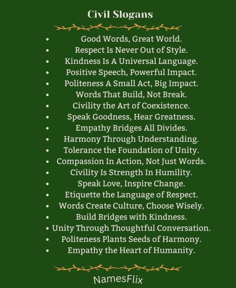 500+ Best Civil Slogans, Sayings & Taglines That Speak Volumes
