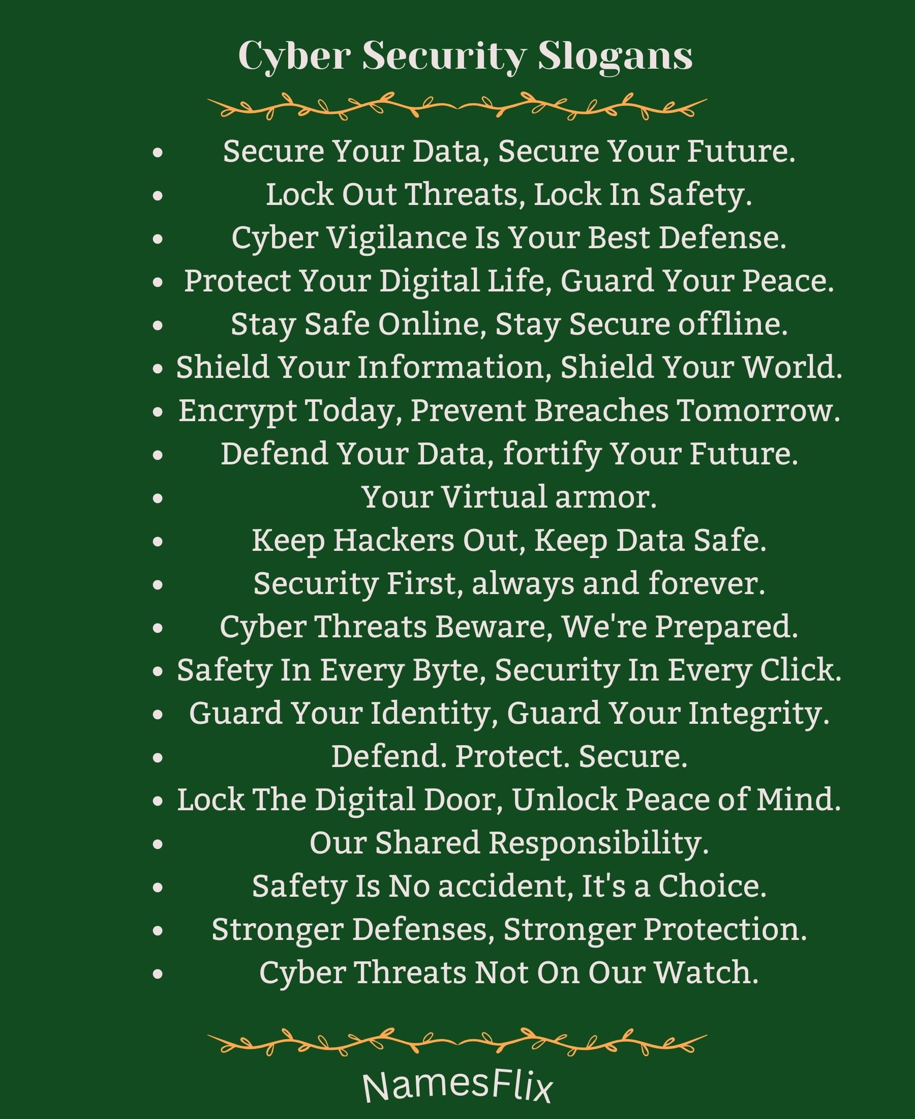 660+ Catchy Cyber Security Slogans, Sayings and Taglines Ideas