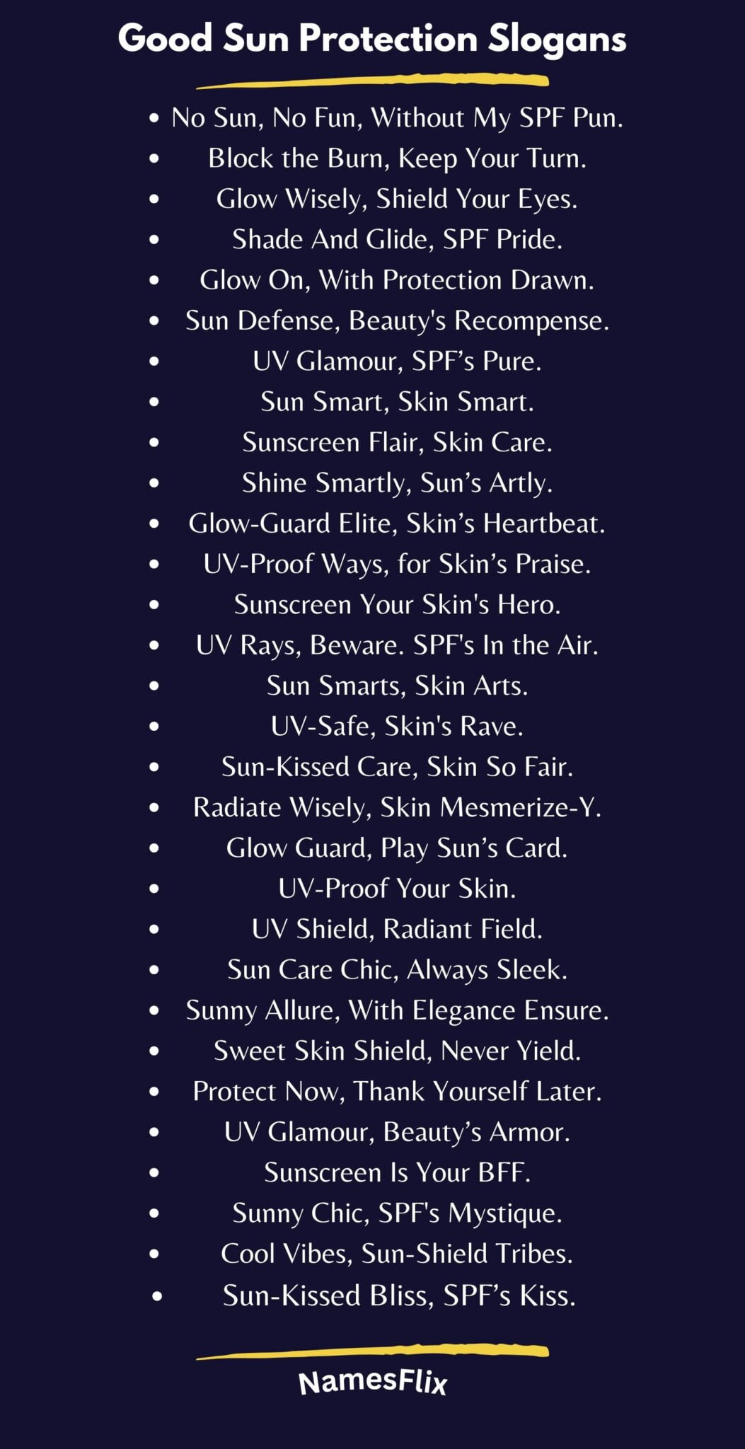 645+ Catchy Sun Protection Slogans, Sayings and Taglines Ideas