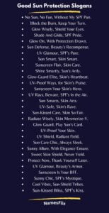 645+ Catchy Sun Protection Slogans, Sayings and Taglines Ideas