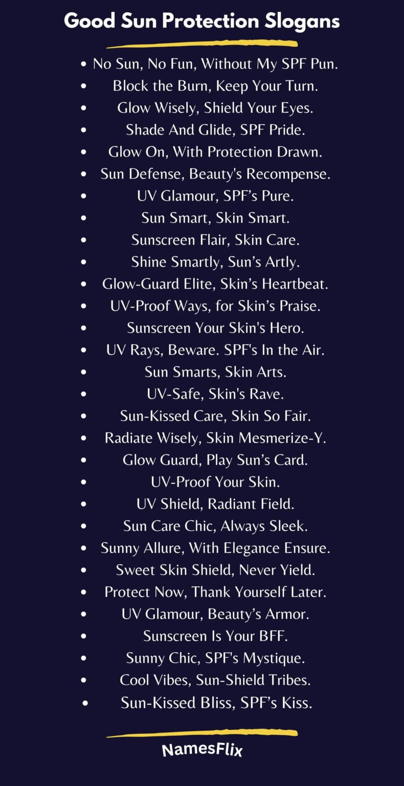 645+ Catchy Sun Protection Slogans, Sayings and Taglines Ideas
