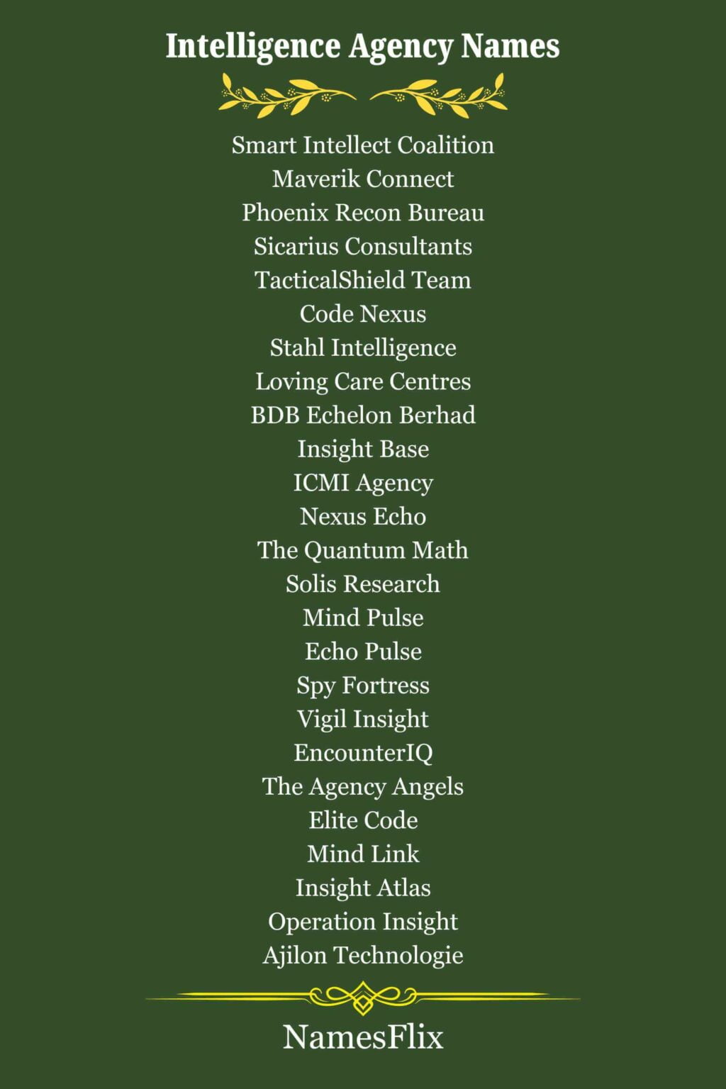 1050+ Intelligence Agency Names Ideas for the Modern Spy World