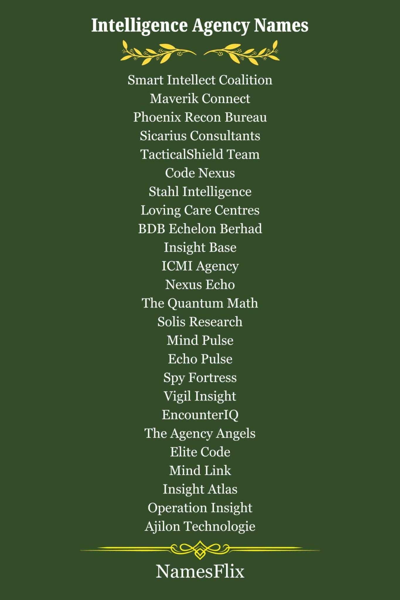 1050+ Intelligence Agency Names Ideas for the Modern Spy World