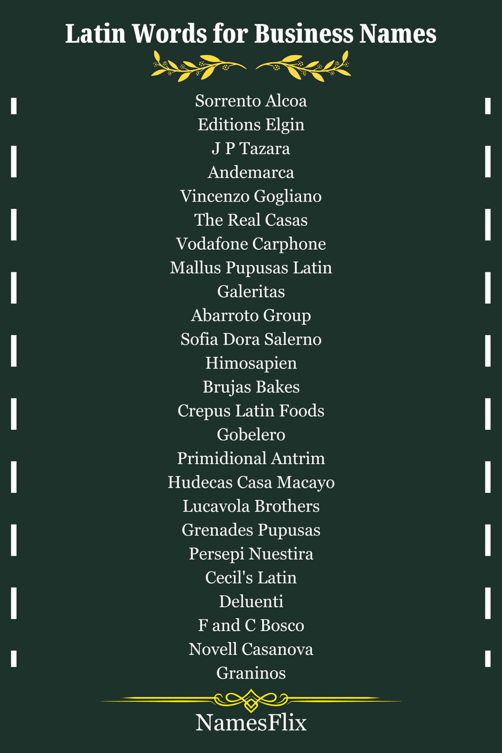 1200+ Latin Business Names Ideas That Endure For Generations