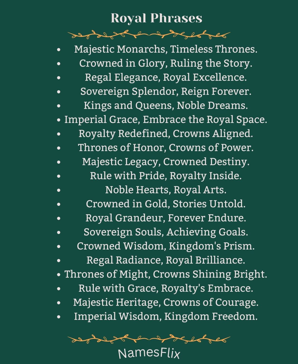 565+ Best Royal Slogans, Sayings and Taglines Ideas