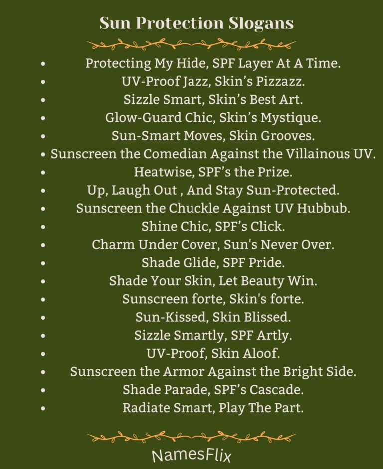 645+ Catchy Sun Protection Slogans, Sayings and Taglines Ideas