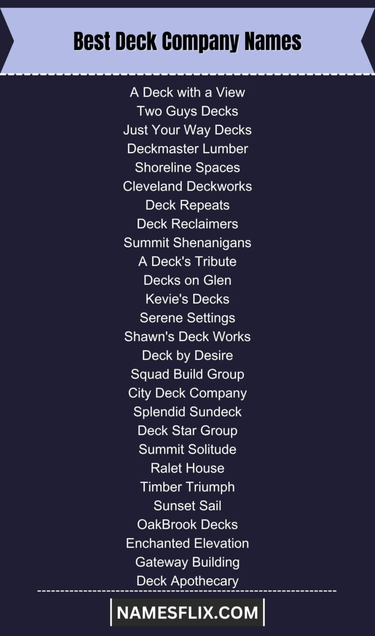 850+ Best Deck Company Names Ideas for Aspiring Builders