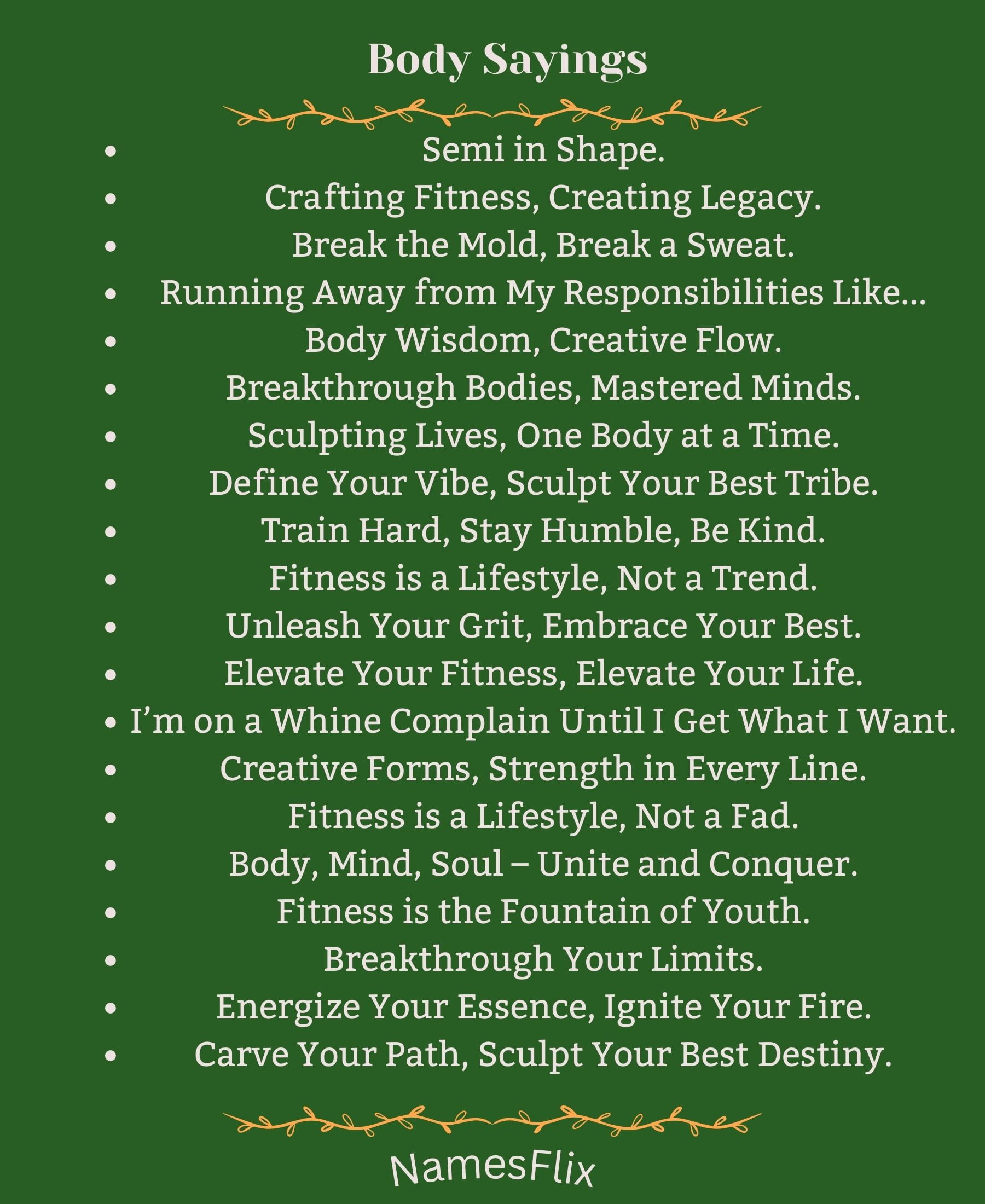 510+ Unique Body Slogans, Sayings and Taglines Ideas