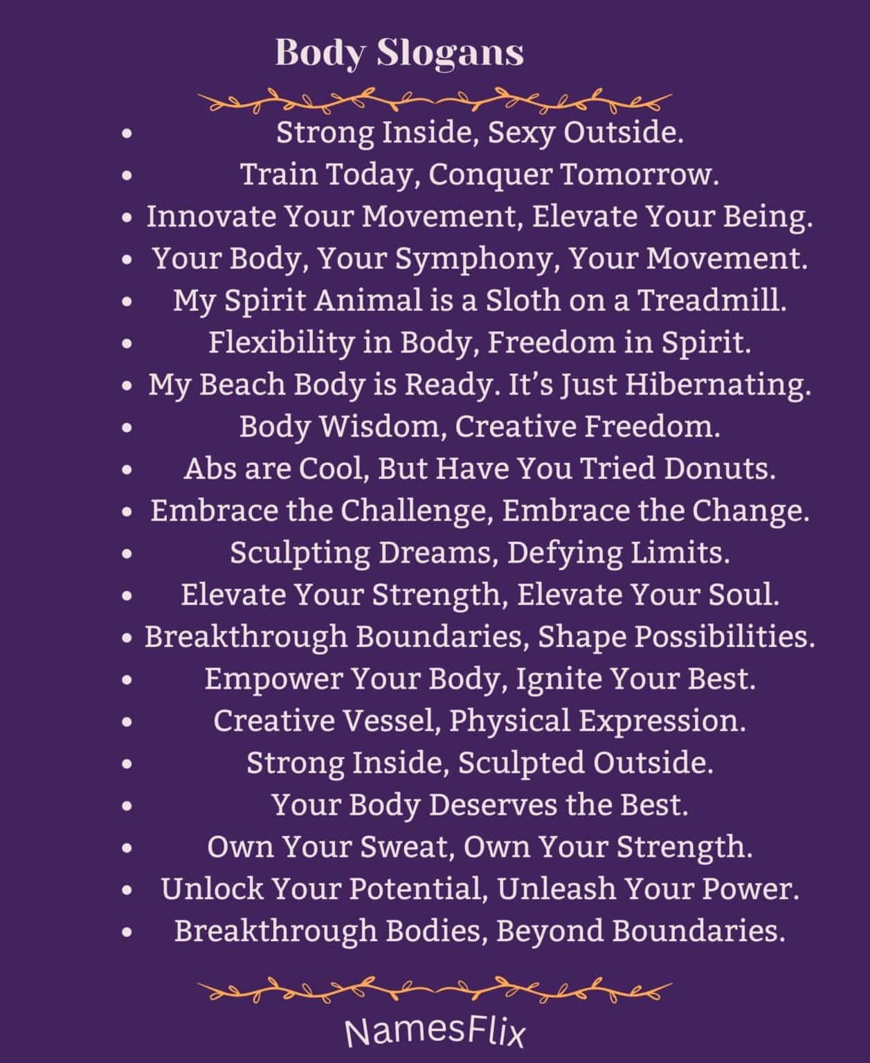 510+ Unique Body Slogans, Sayings and Taglines Ideas