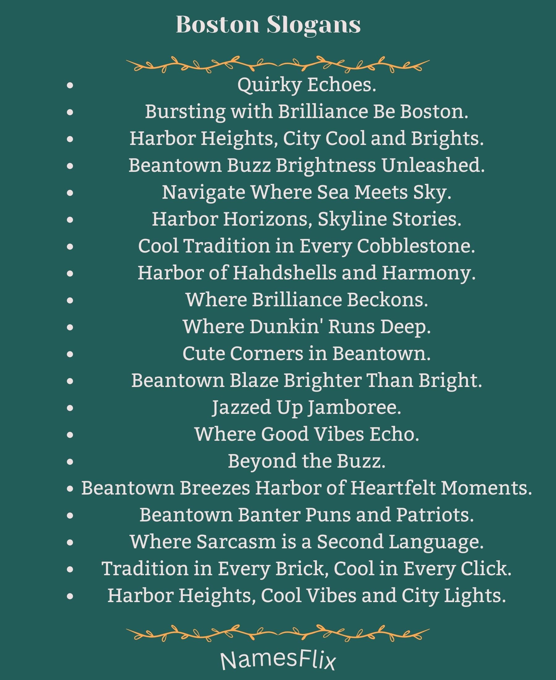 595+ Cool Boston Slogans, Sayings and Taglines Ideas