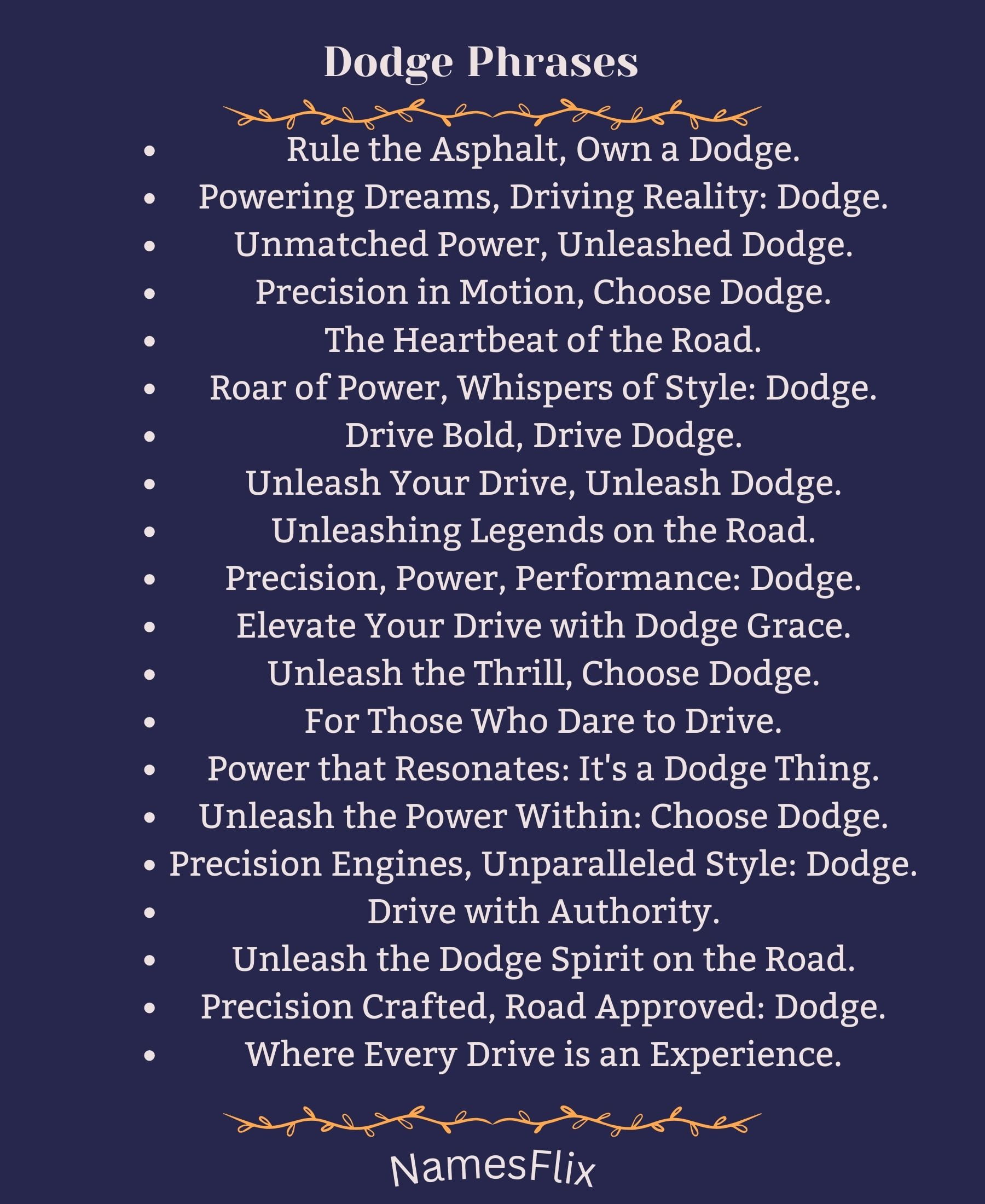 540+ Cool Dodge Slogans, Sayings and Taglines Ideas