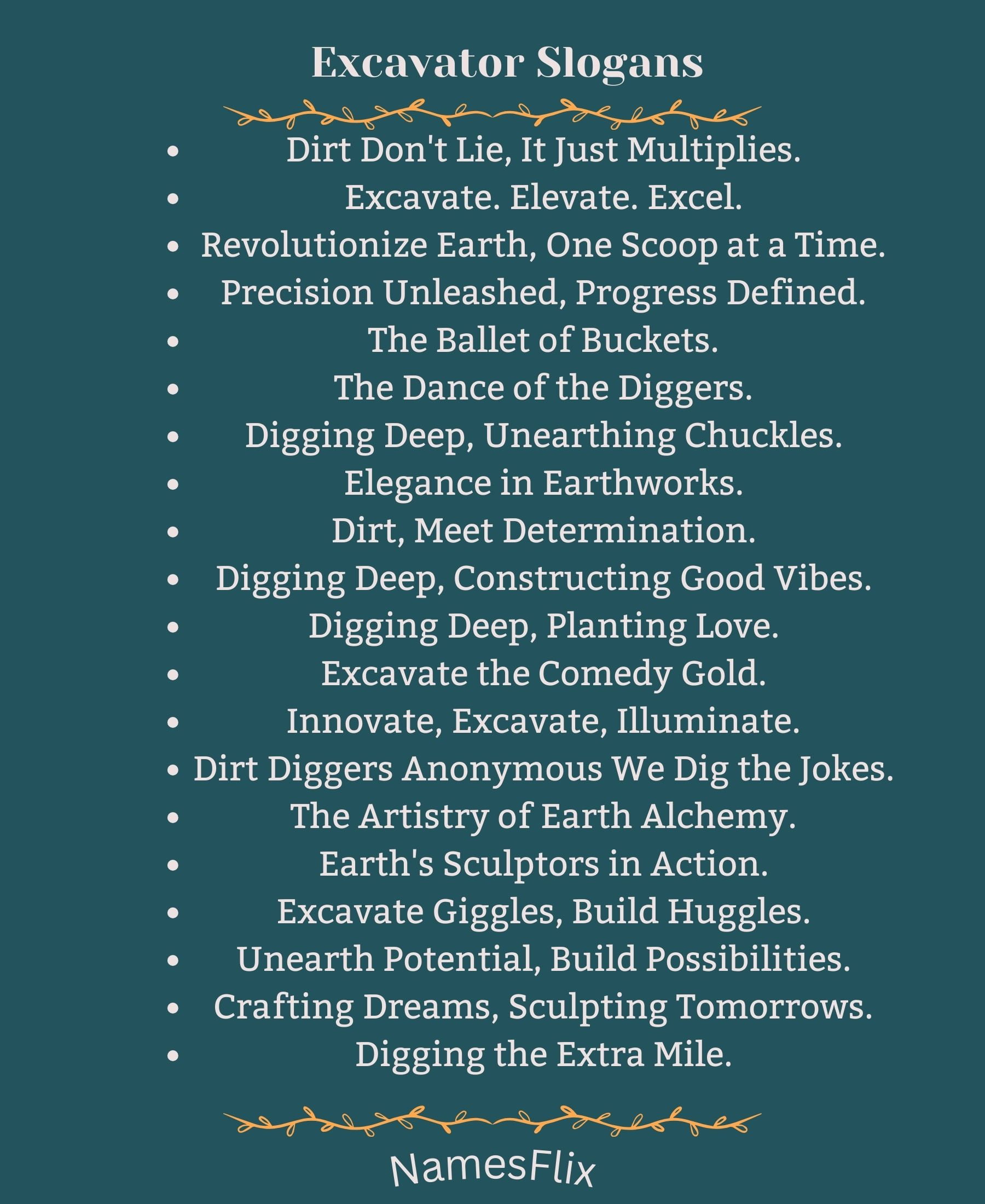 575+ Catchy Excavator Slogans & Taglines That Move Mountains