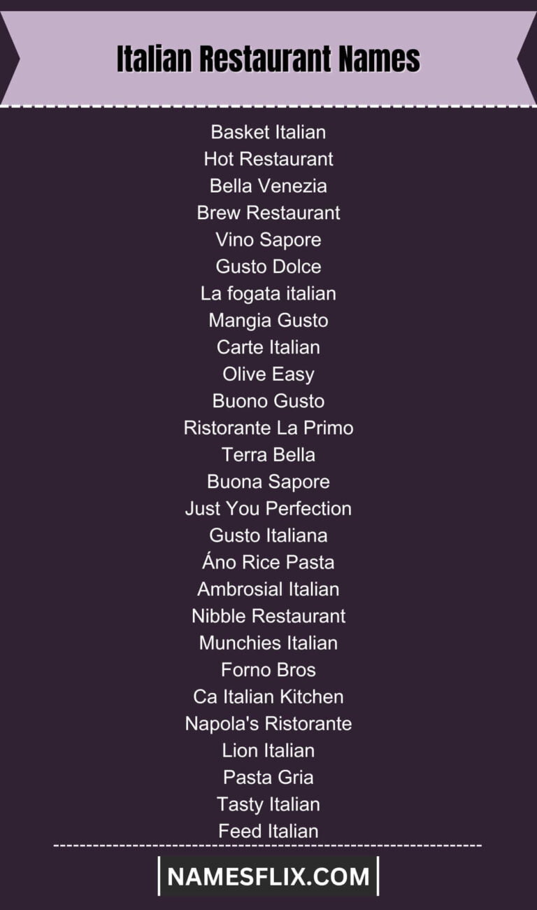 800+ Catchy Italian Restaurant Names for Unforgettable Dining