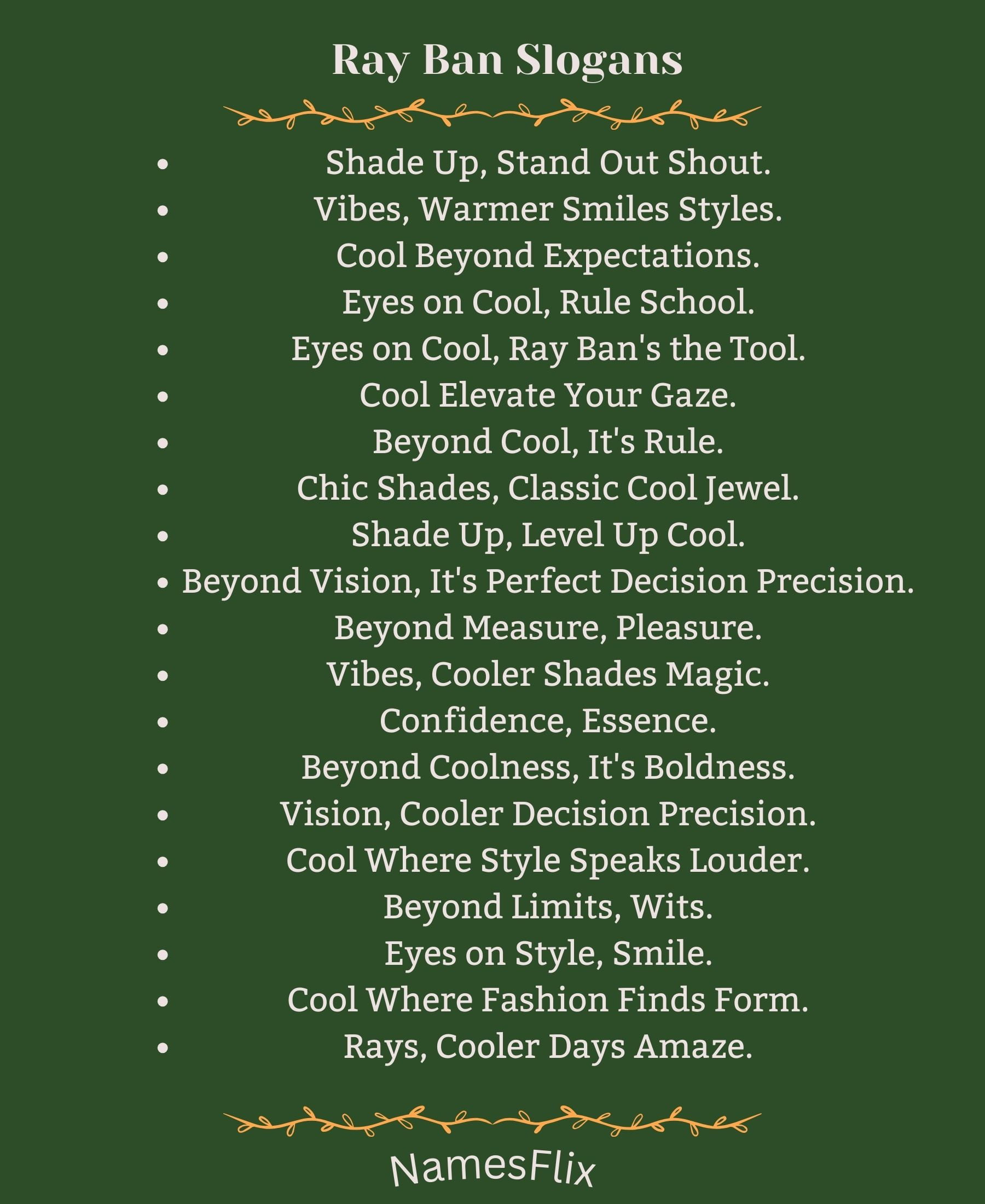 570+ Best Ray Ban Slogans, Phrases And Taglines Ideas