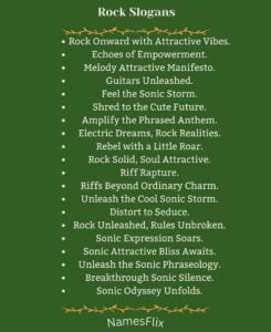 725+ Catchy Rock Slogans, Sayings and Taglines Ideas