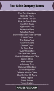 750+ Best Ever Tour Guide Company Names Ideas