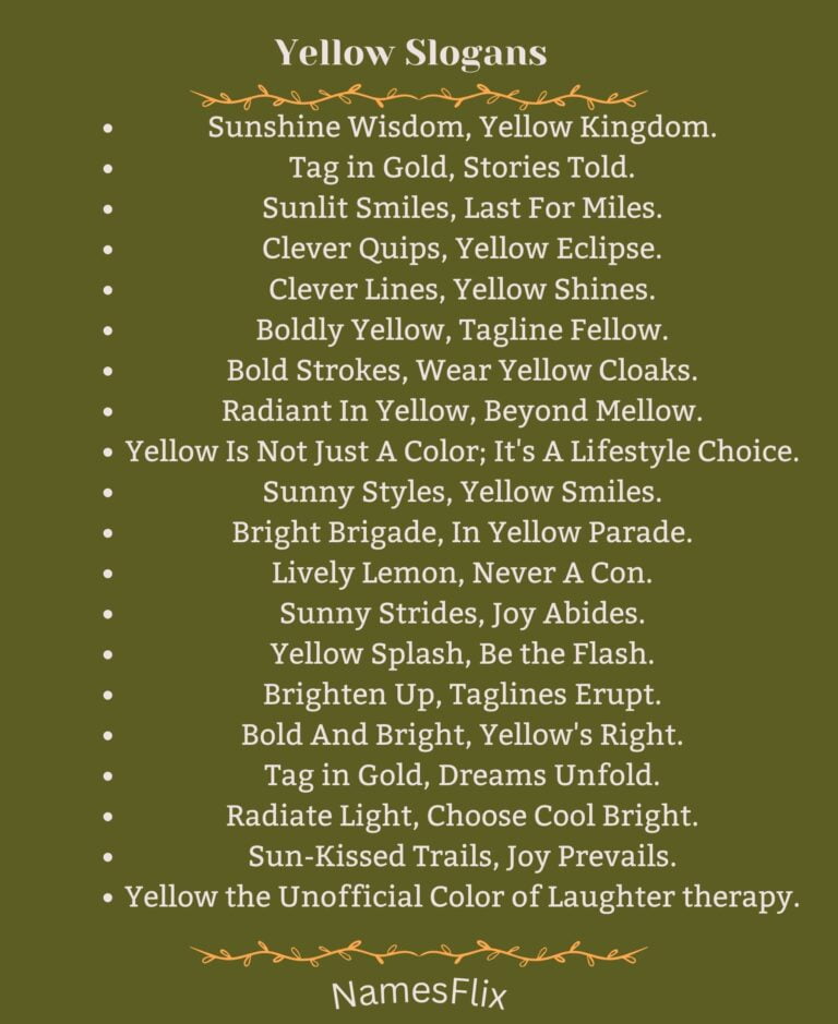 510+ Catchy Yellow Slogans, Sayings and Taglines Ideas